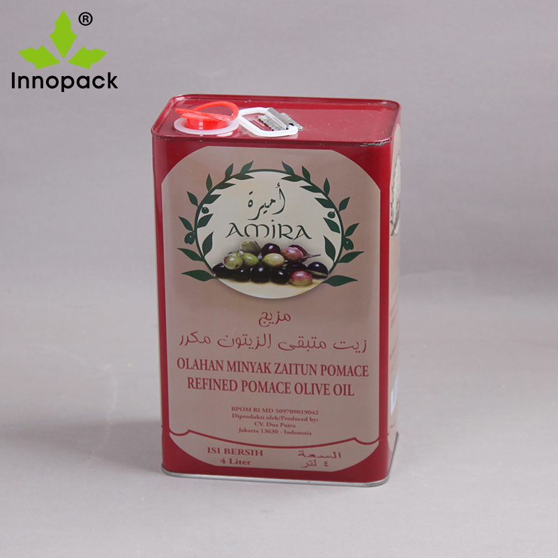 Food grade square tin can 4L olive oil metal tin can for cooking oil ...